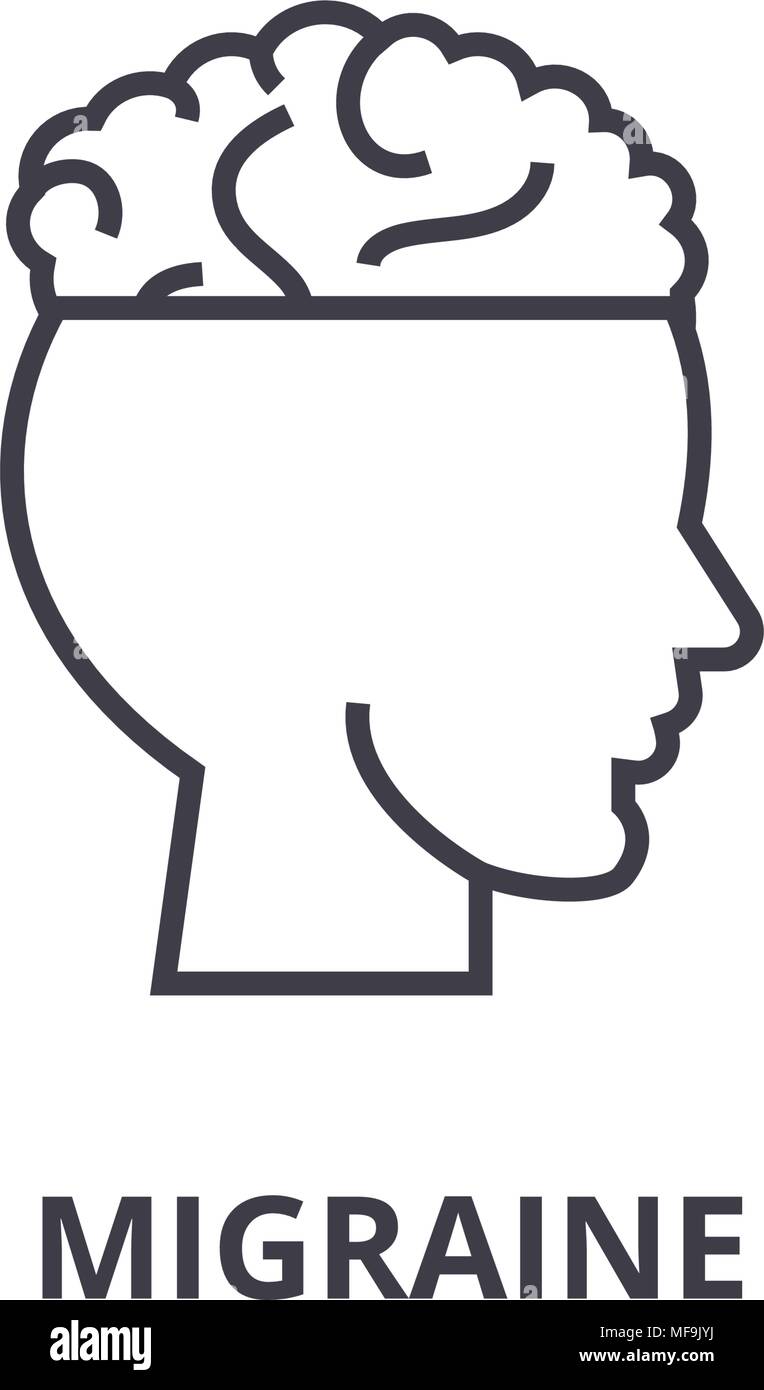 migraine thin line icon, sign, symbol, illustation, linear concept, vector Stock Vector Image ...