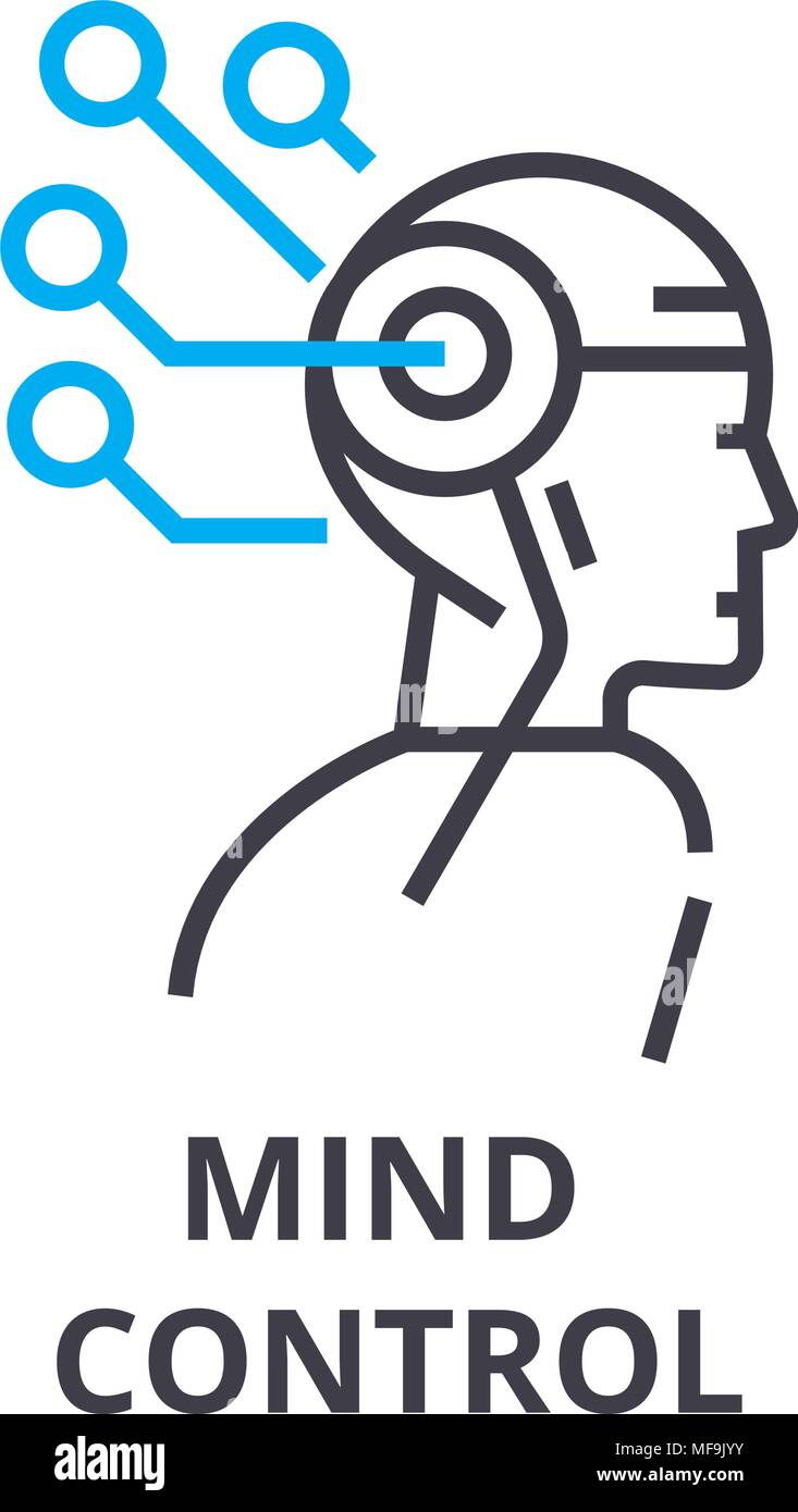 Mind Control Thin Line Icon Sign Symbol Illustation Linear Concept Vector Stock Vector