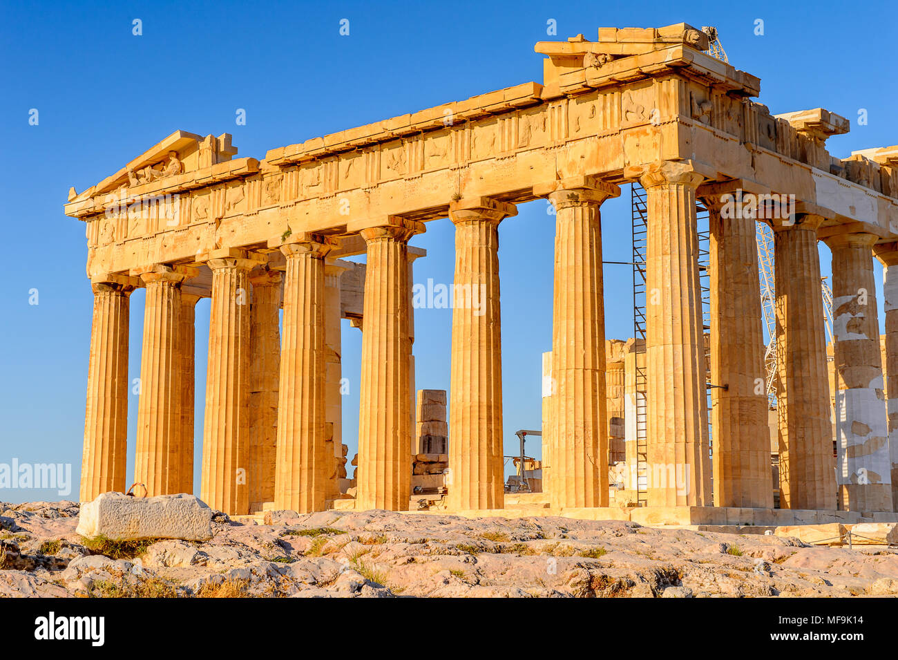 Parthenon, an ancient Greek temple dedicated to the goddess Athena, Acropolis of Athens. UNESCO ...