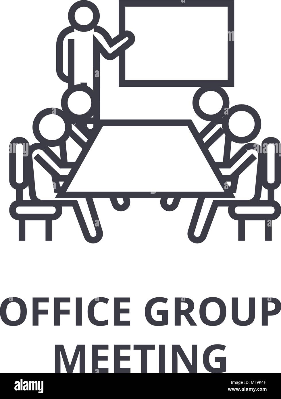 office group meeting thin line icon, sign, symbol, illustation, linear ...