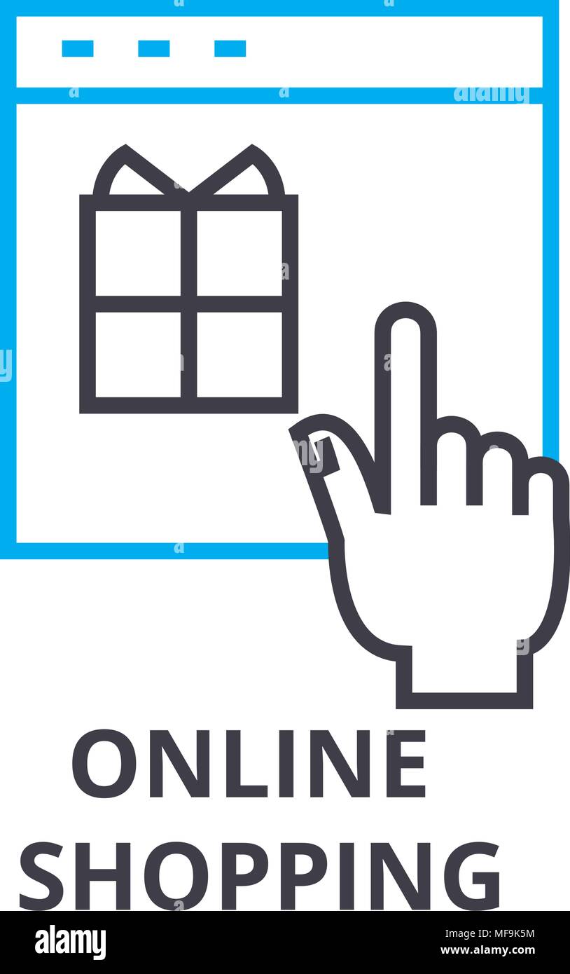 online shopping thin line icon, sign, symbol, illustation, linear concept, vector Stock Vector ...