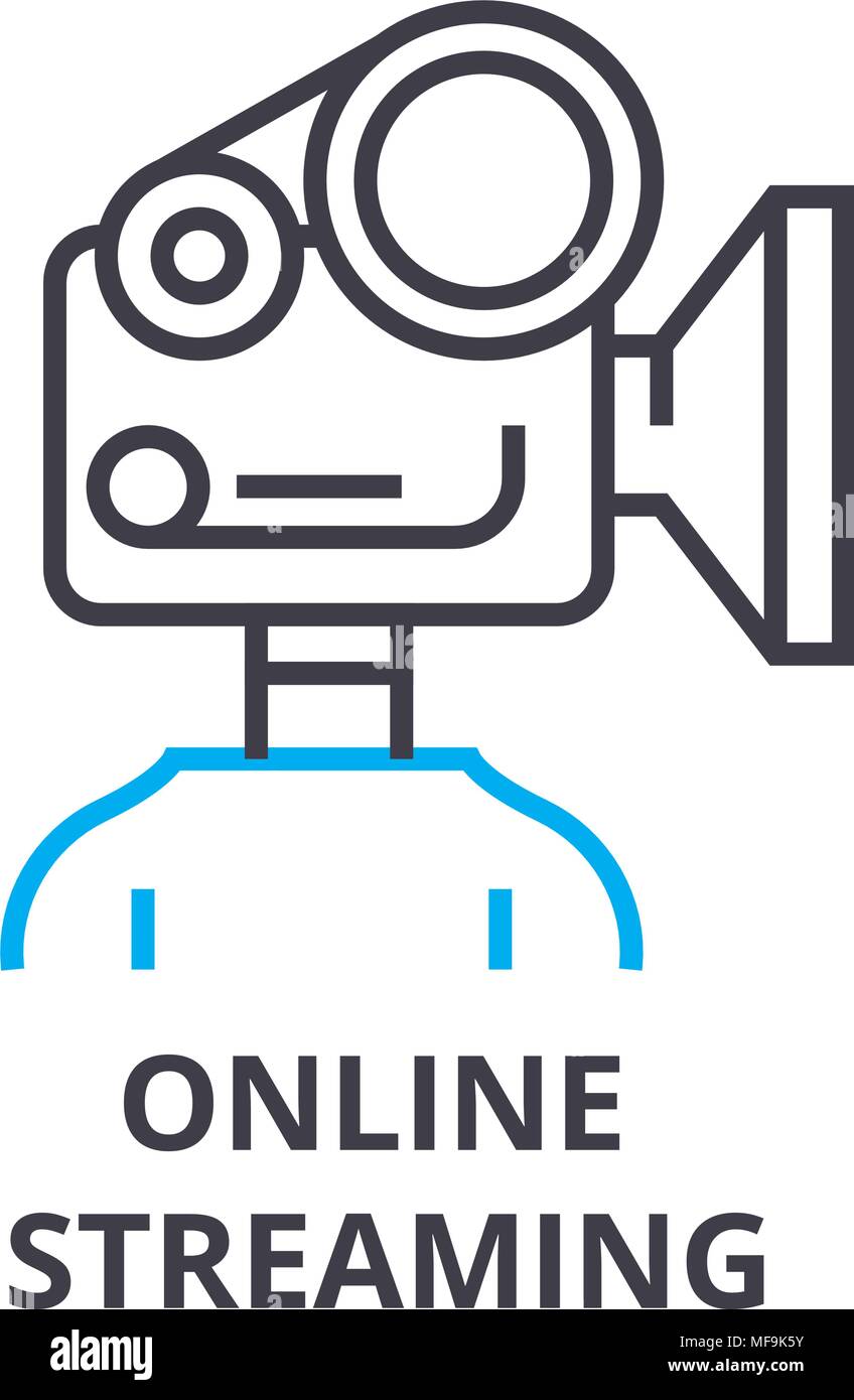 online streaming thin line icon, sign, symbol, illustation, linear concept, vector Stock Vector ...