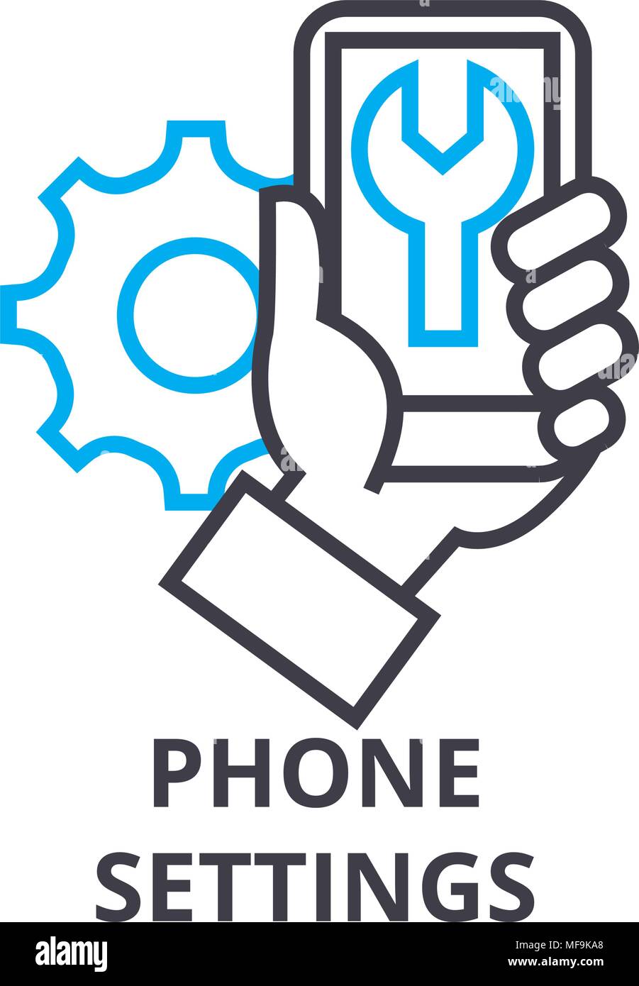 phone settings thin line icon, sign, symbol, illustation, linear concept, vector Stock Vector ...