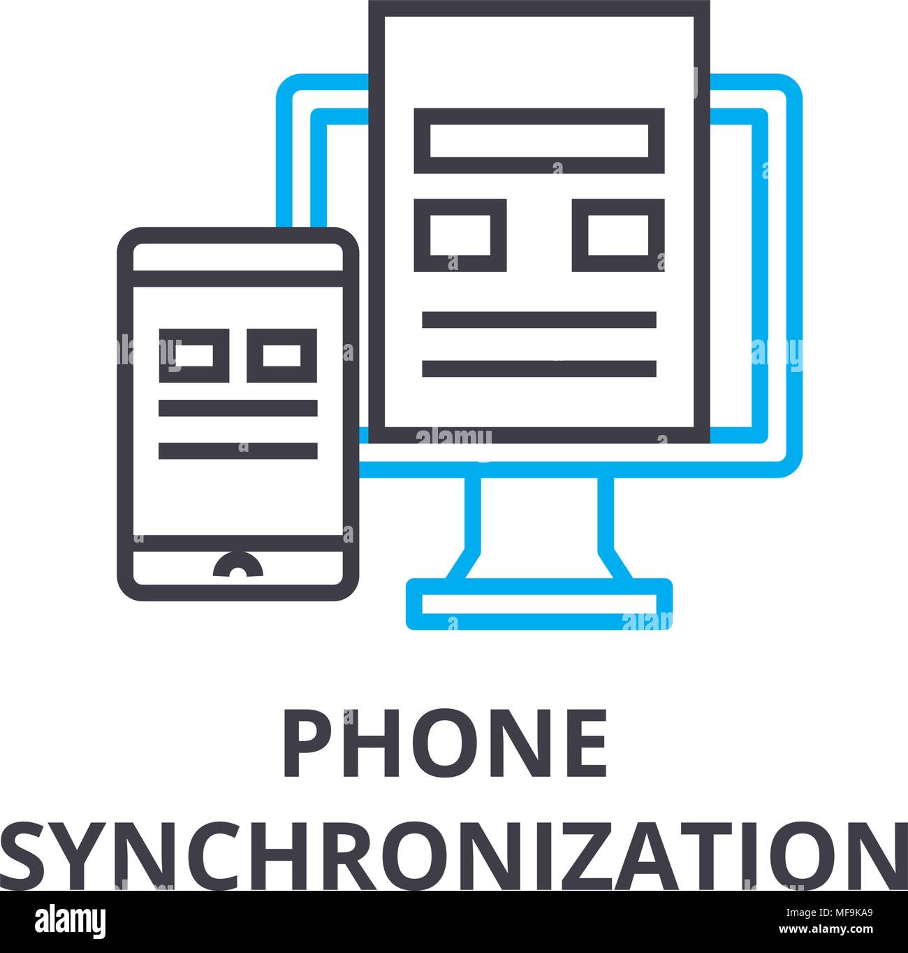 phone synchronization thin line icon, sign, symbol, illustation, linear ...