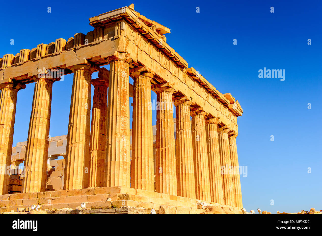 Parthenon, an ancient Greek temple dedicated to the goddess Athena, Acropolis of Athens. UNESCO ...
