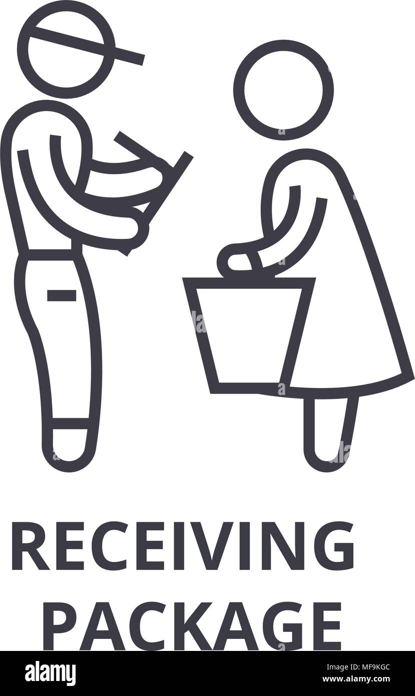 receiving package thin line icon, sign, symbol, illustation, linear concept, vector Stock Vector ...