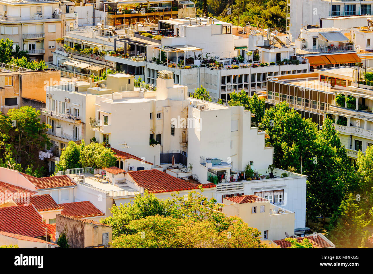Aerial view of houses in Athens, the capital of Greece Stock Photo - Alamy