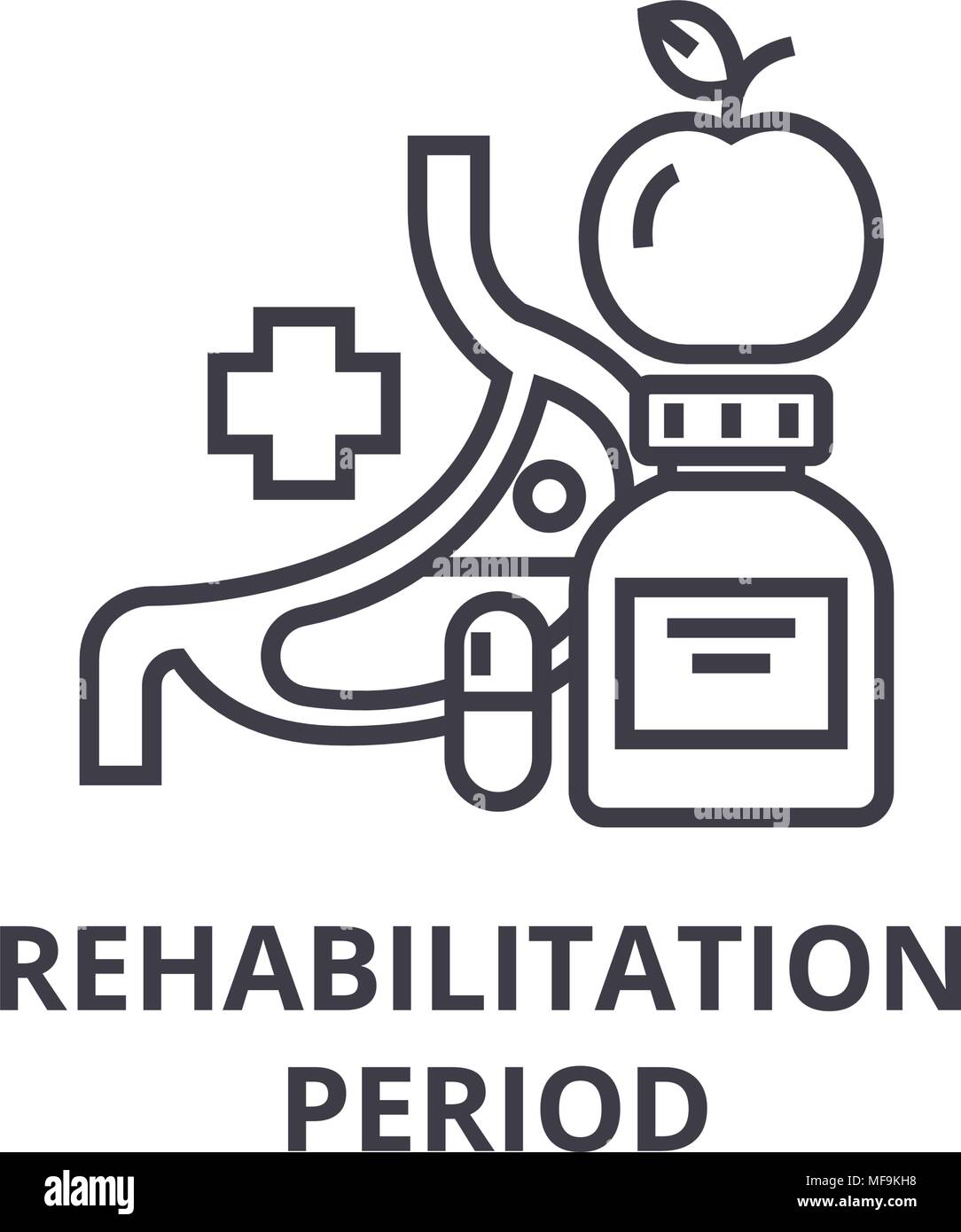 rehabilitation period thin line icon, sign, symbol, illustation, linear concept, vector Stock ...