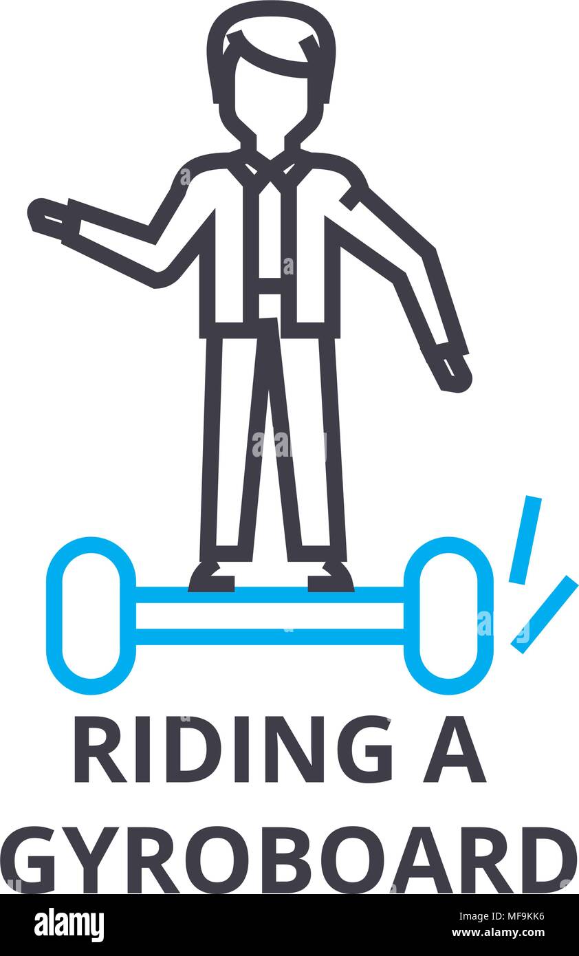 riding a gyroboard thin line icon, sign, symbol, illustation, linear concept, vector Stock ...