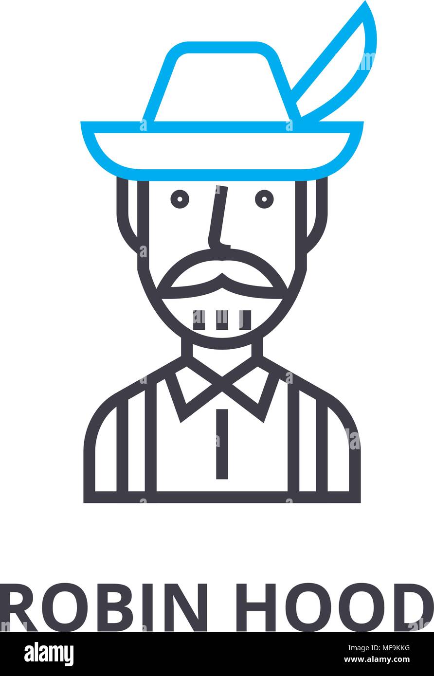 robin hood thin line icon, sign, symbol, illustation, linear concept ...