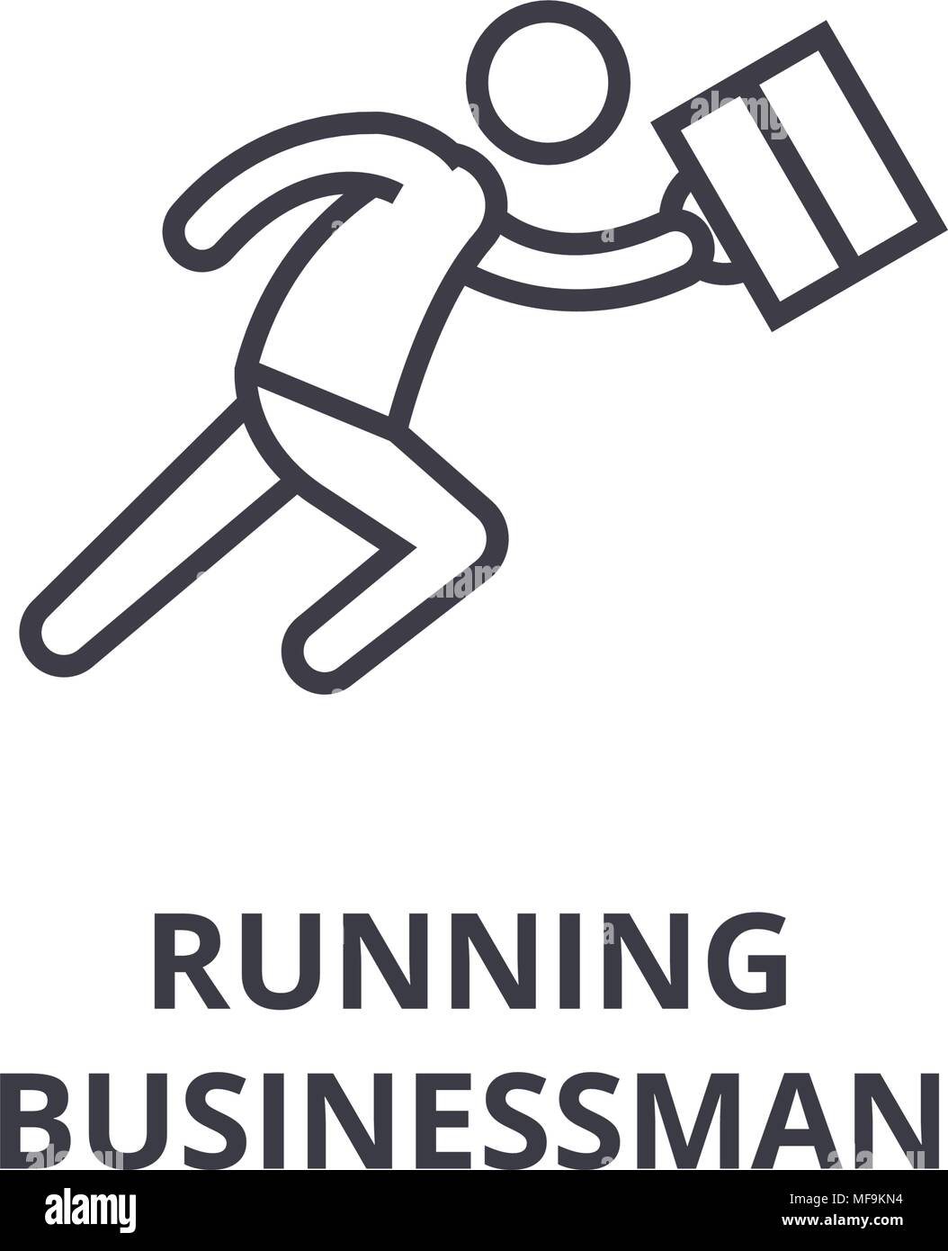 running businessman thin line icon, sign, symbol, illustation, linear ...
