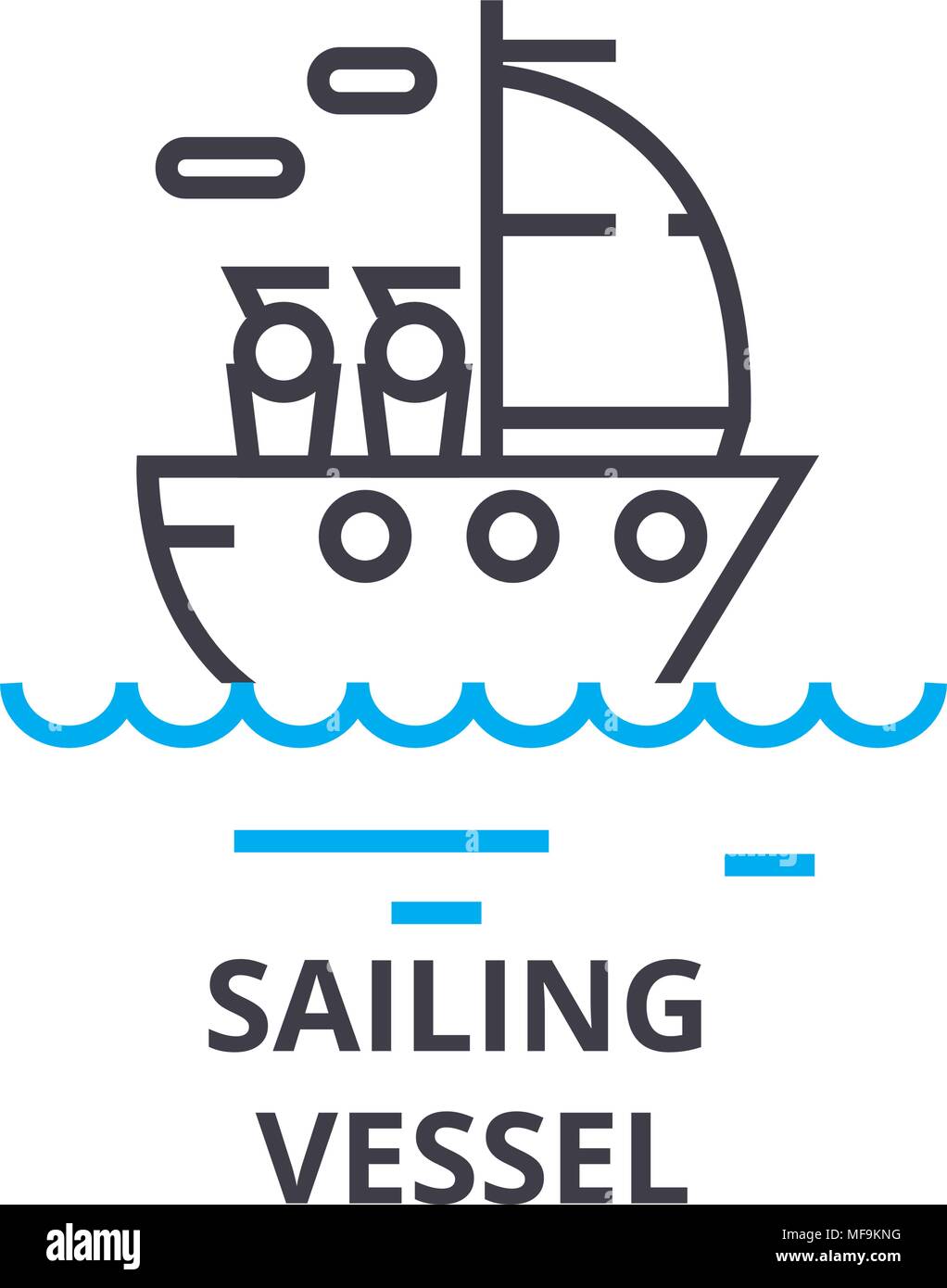 sailing vessel thin line icon, sign, symbol, illustation, linear ...
