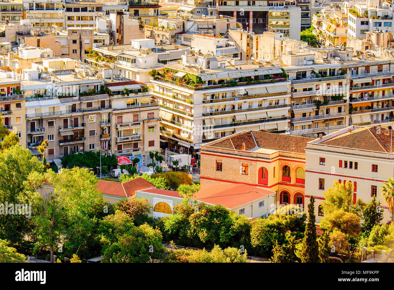 Aerial view of houses in Athens, the capital of Greece Stock Photo - Alamy