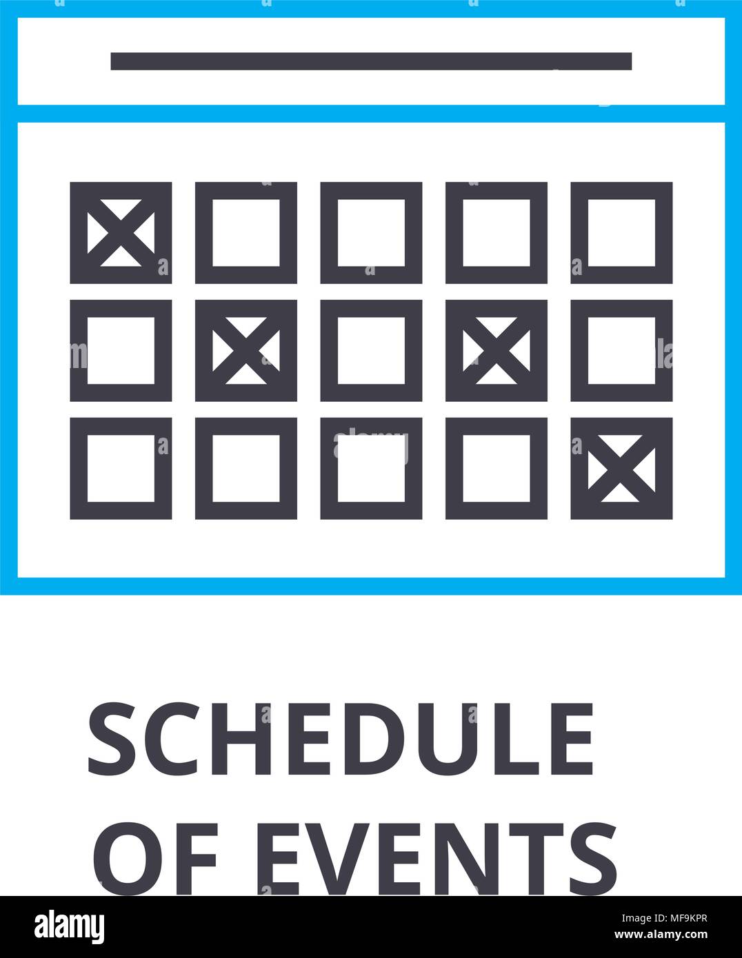 schedule of events thin line icon, sign, symbol, illustation, linear ...