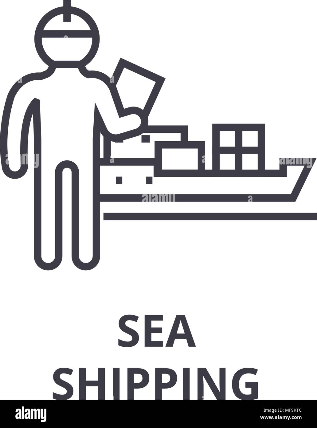 sea shipping thin line icon, sign, symbol, illustation, linear concept, vector Stock Vector ...