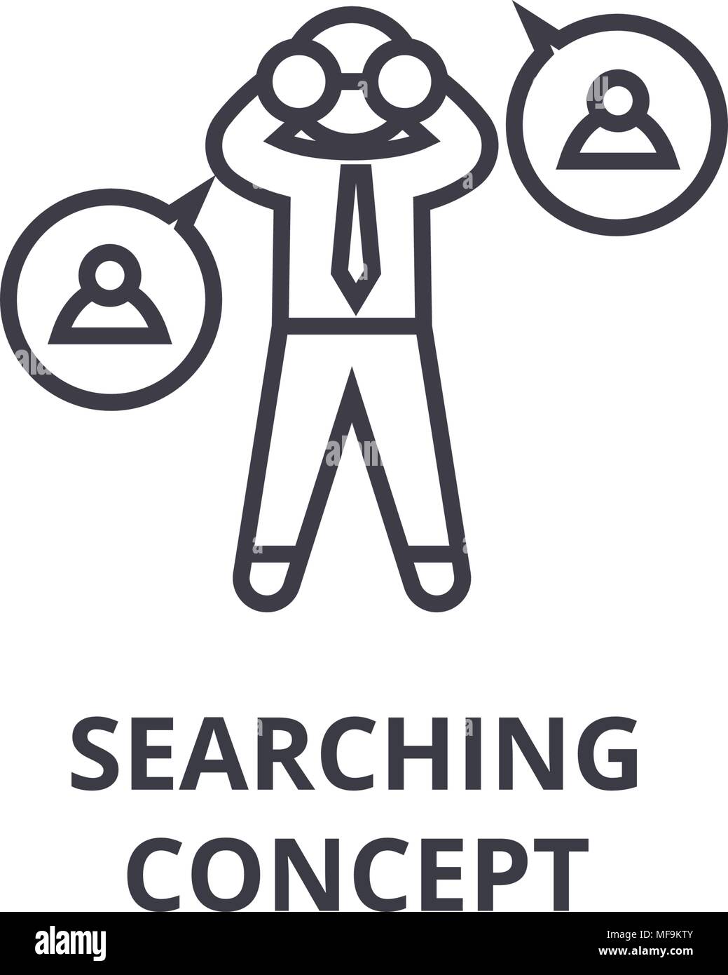 searching concept thin line icon, sign, symbol, illustation, linear concept, vector Stock Vector ...