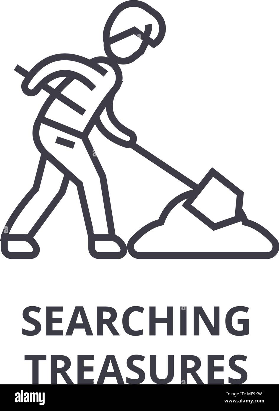 searching treasures thin line icon, sign, symbol, illustation, linear concept, vector Stock ...