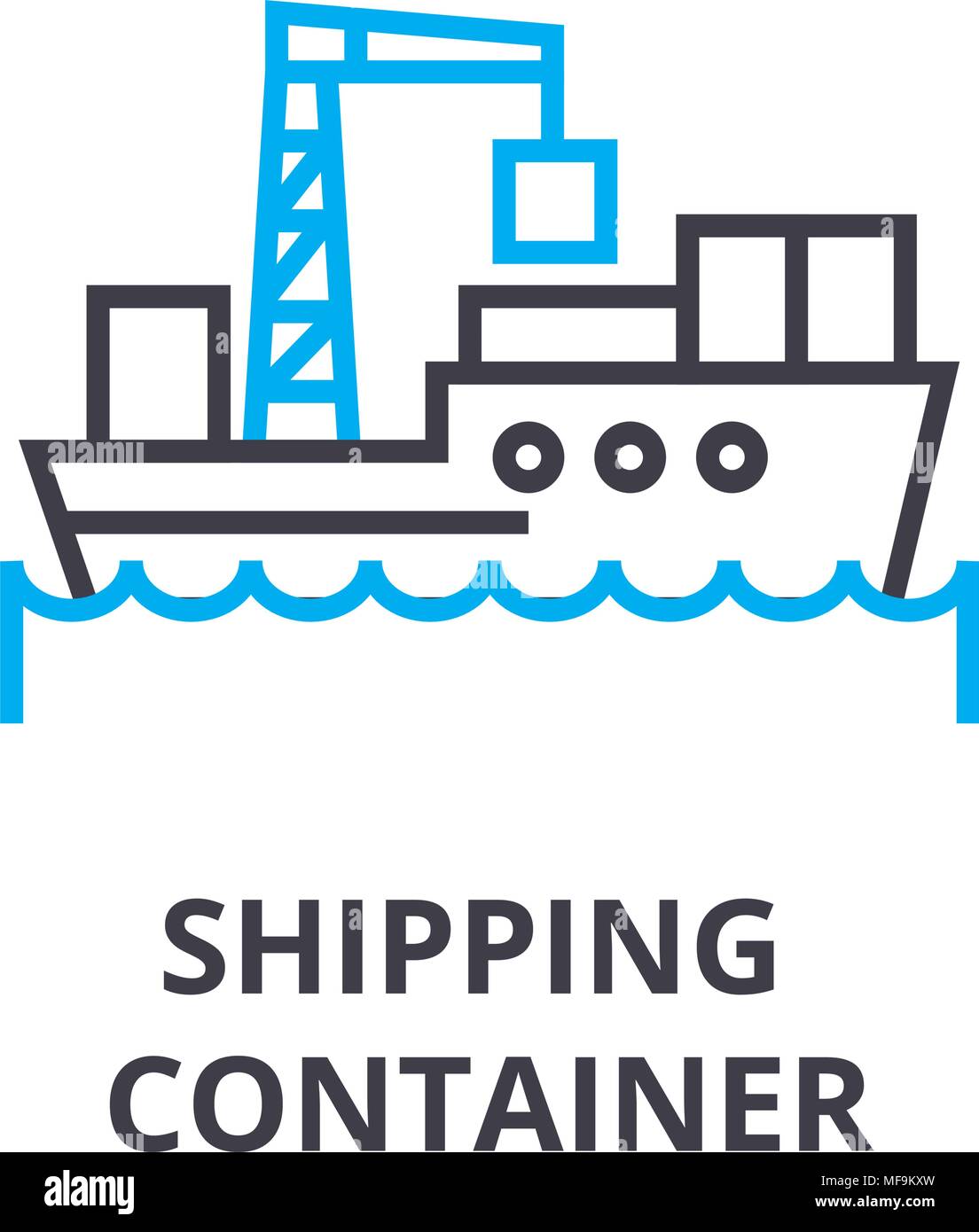 shipping container thin line icon, sign, symbol, illustation, linear concept, vector Stock ...
