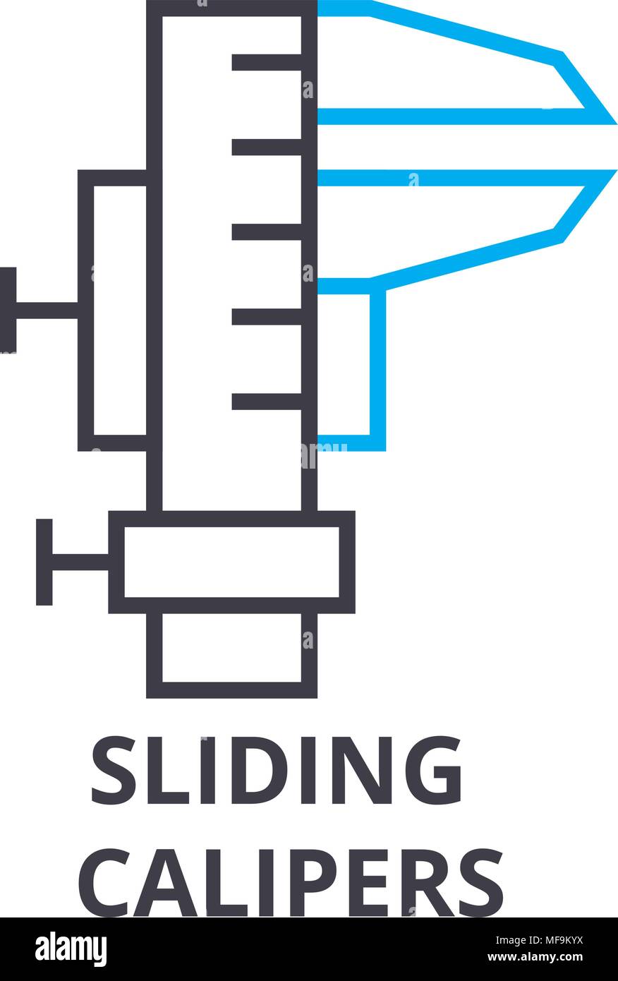 sliding calipers thin line icon, sign, symbol, illustation, linear concept, vector Stock Vector ...