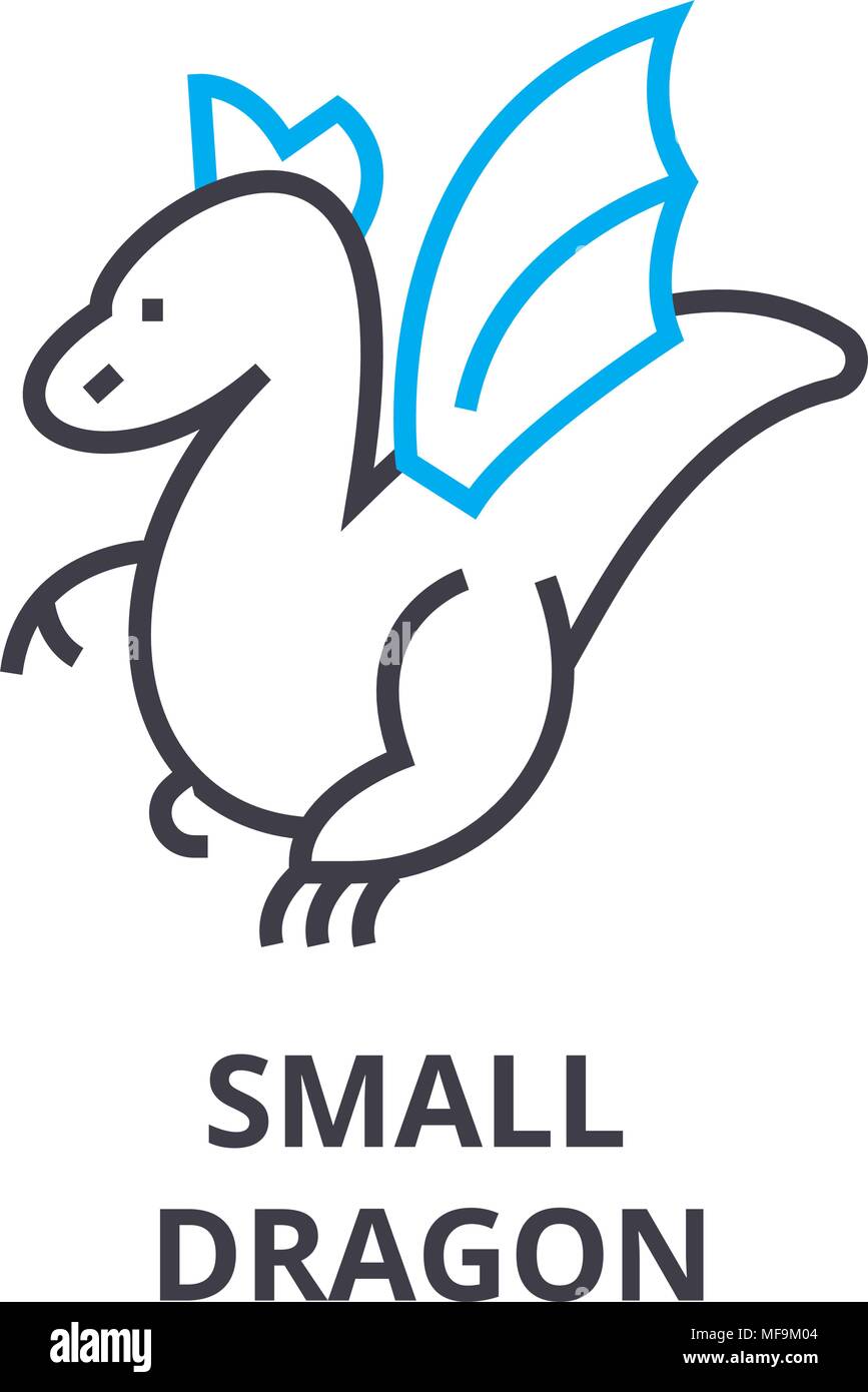 small dragon thin line icon, sign, symbol, illustation, linear concept ...
