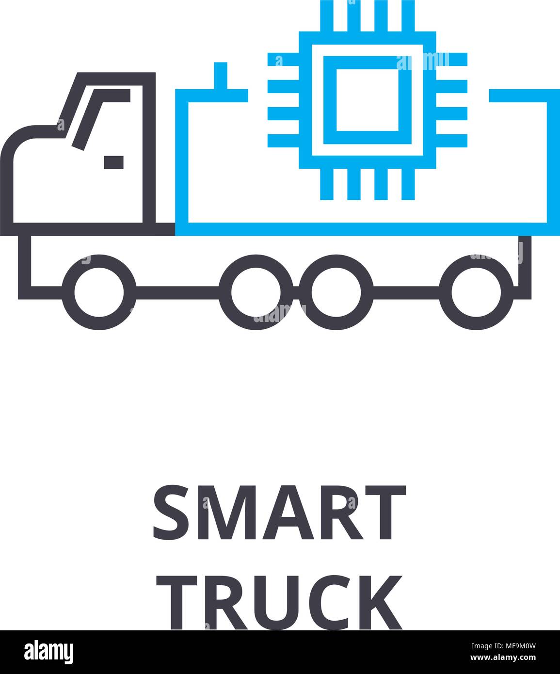 smart truck thin line icon, sign, symbol, illustation, linear concept, vector Stock Vector Image ...