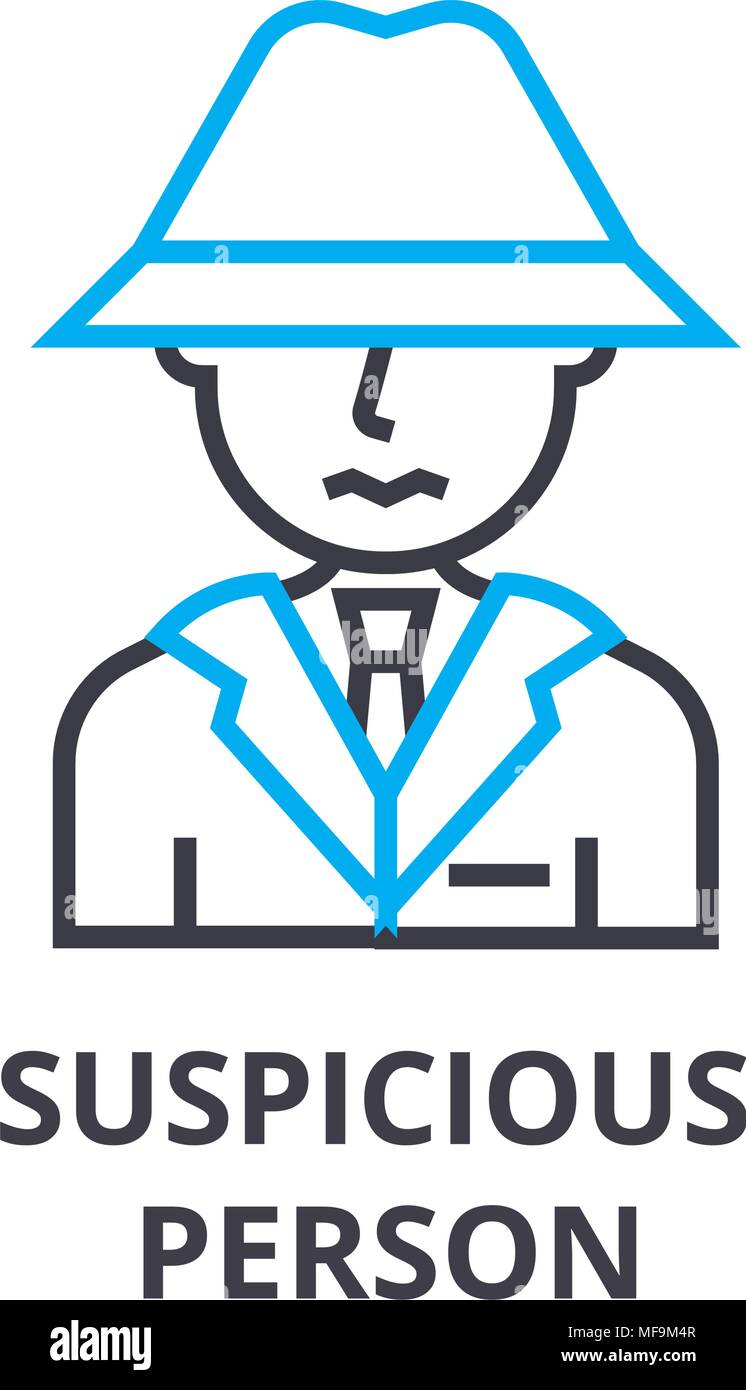 suspicious person thin line icon, sign, symbol, illustation, linear ...