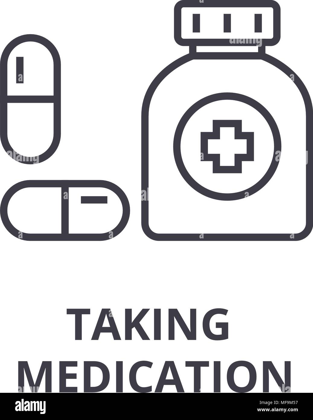taking medication thin line icon, sign, symbol, illustation, linear concept, vector Stock Vector ...