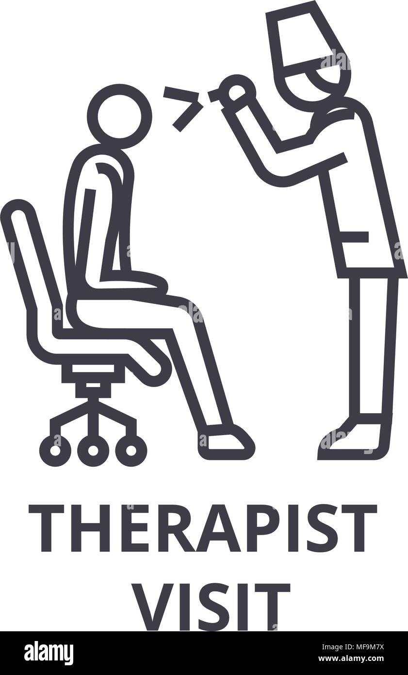 therapist visit thin line icon, sign, symbol, illustation, linear concept, vector Stock Vector ...
