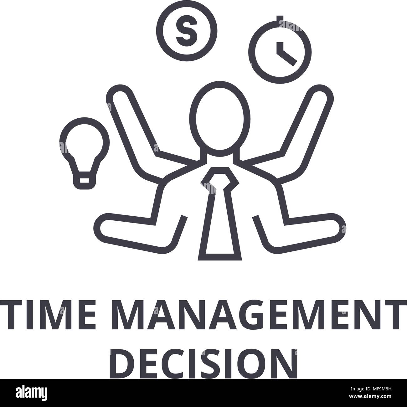 time management decision thin line icon, sign, symbol, illustation, linear concept, vector Stock ...
