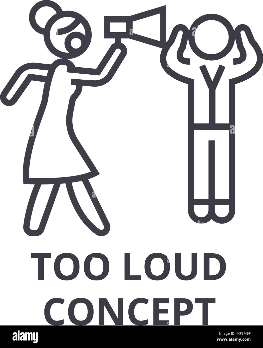 too loud concept thin line icon, sign, symbol, illustation, linear concept, vector Stock Vector ...