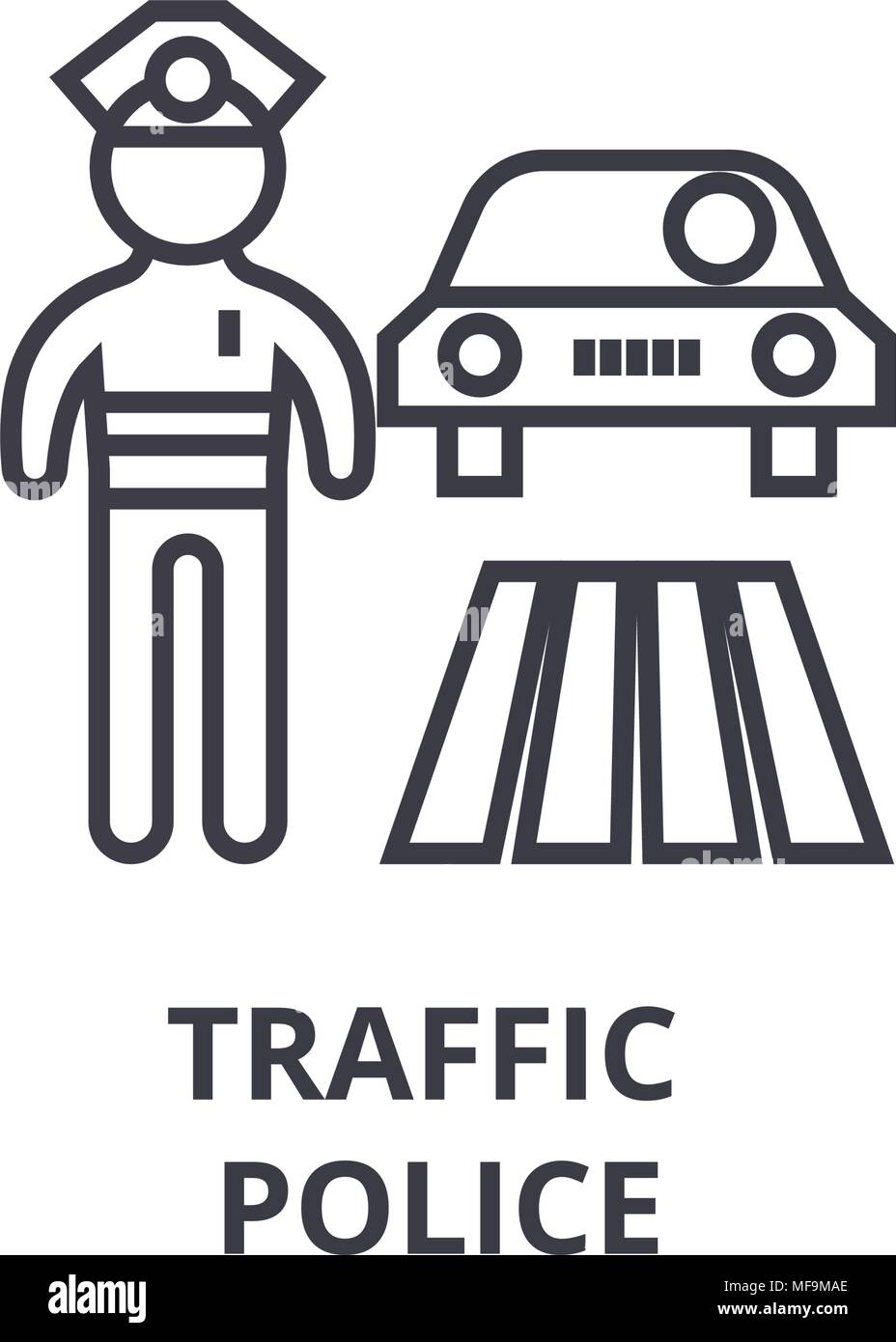 traffic police thin line icon, sign, symbol, illustation, linear ...