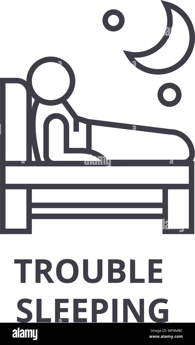 trouble sleeping thin line icon, sign, symbol, illustation, linear ...