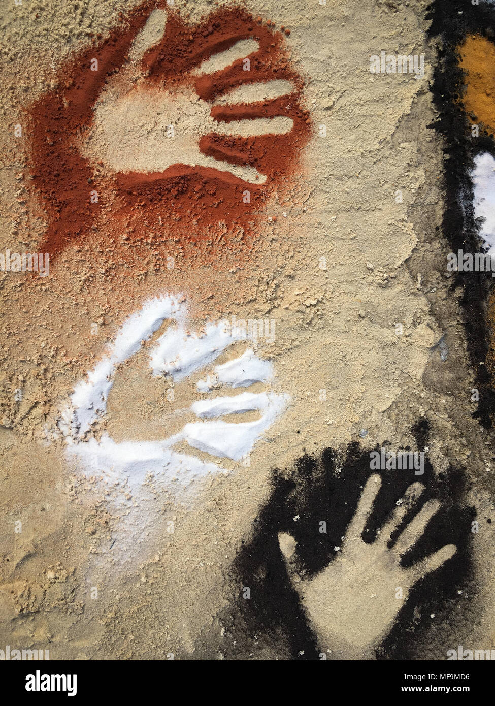 Aboriginal art by Butchulla peoples, on beach in Fraser Island ...