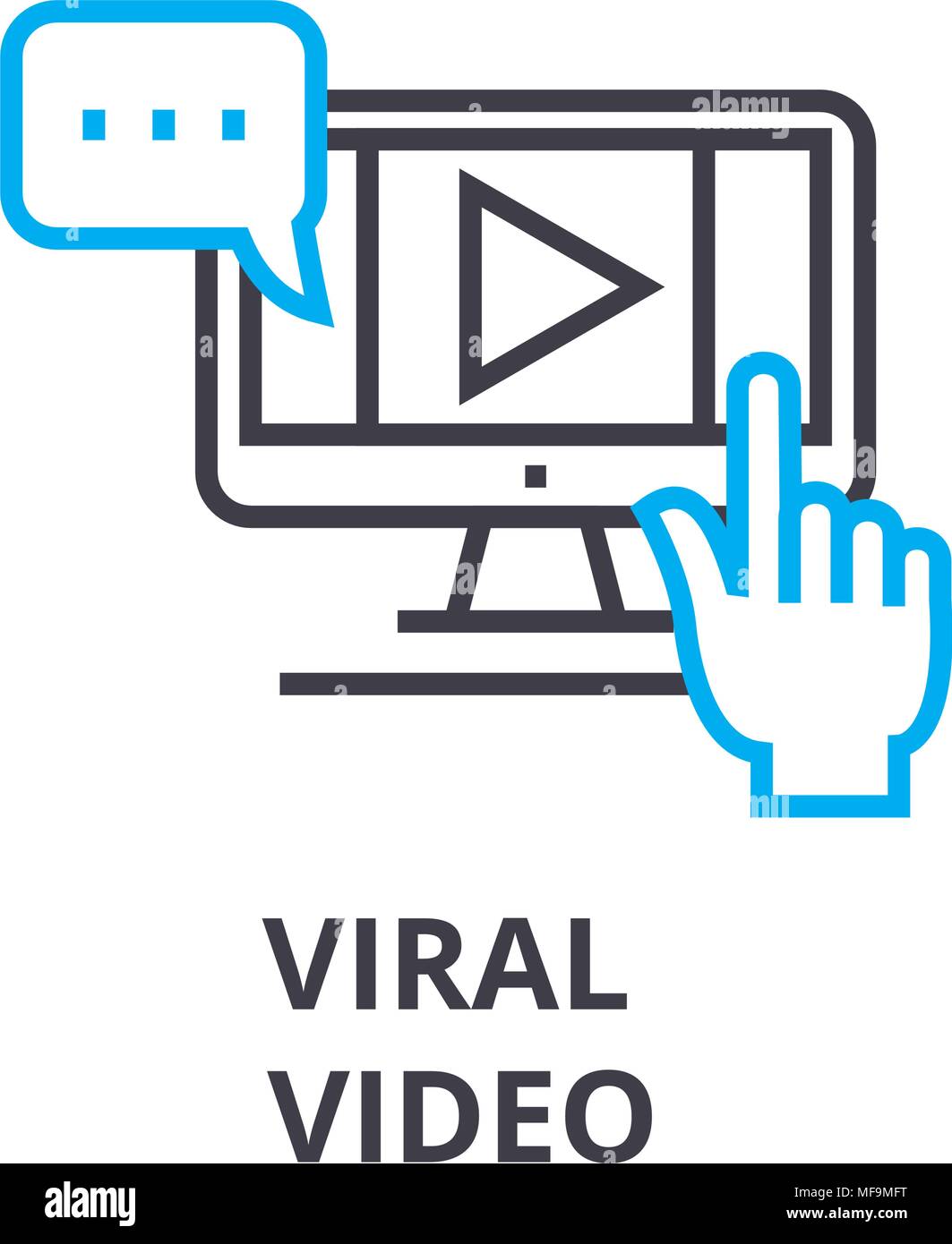 viral video thin line icon, sign, symbol, illustation, linear concept ...