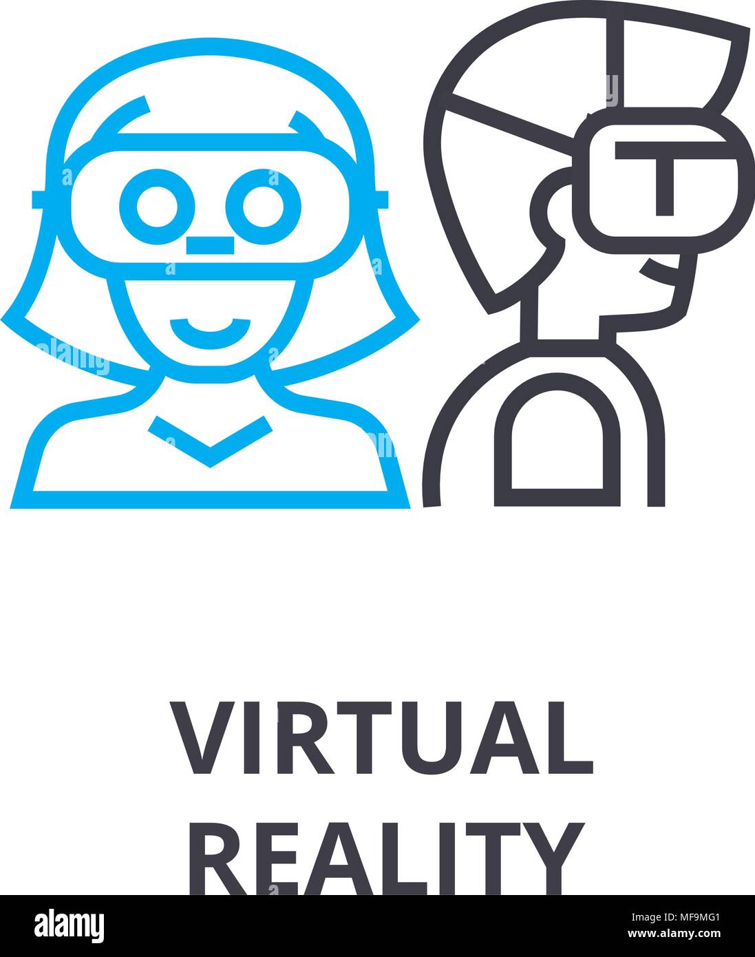 virtual reality thin line icon, sign, symbol, illustation, linear concept, vector Stock Vector ...