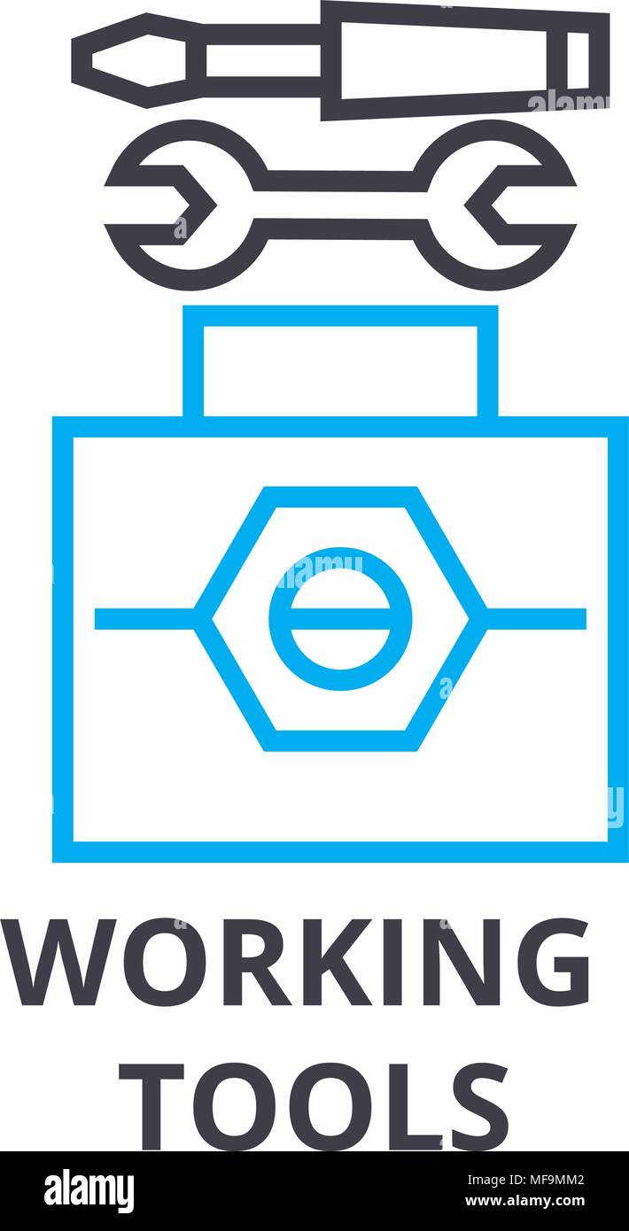 working tools thin line icon, sign, symbol, illustation, linear concept, vector Stock Vector ...