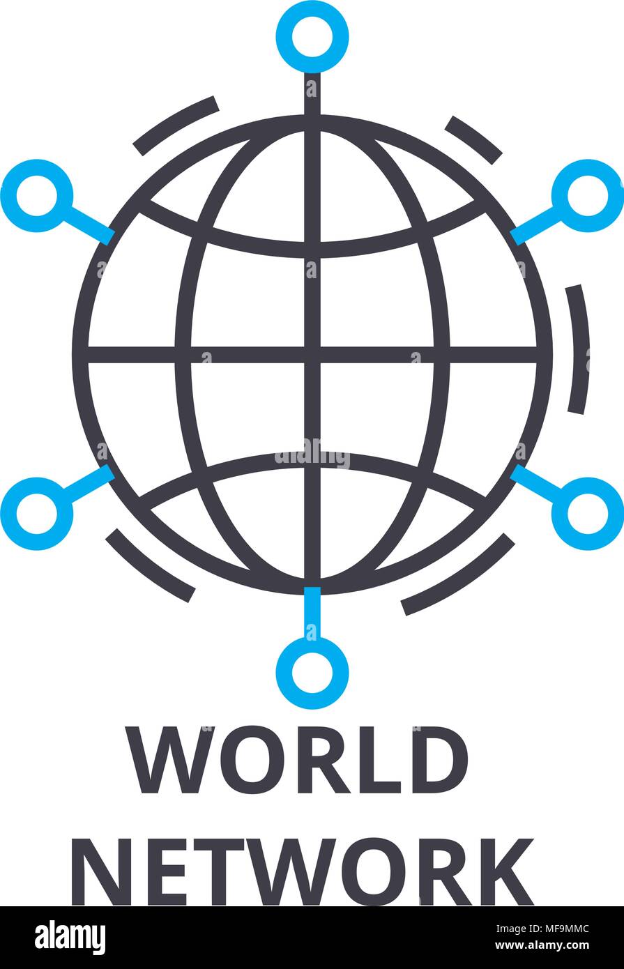 world network thin line icon, sign, symbol, illustation, linear concept, vector Stock Vector ...
