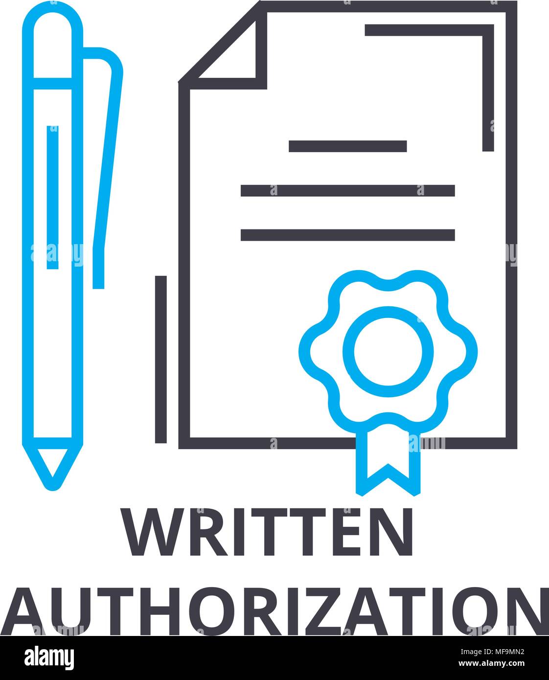 written authorization thin line icon, sign, symbol, illustation, linear concept, vector Stock ...