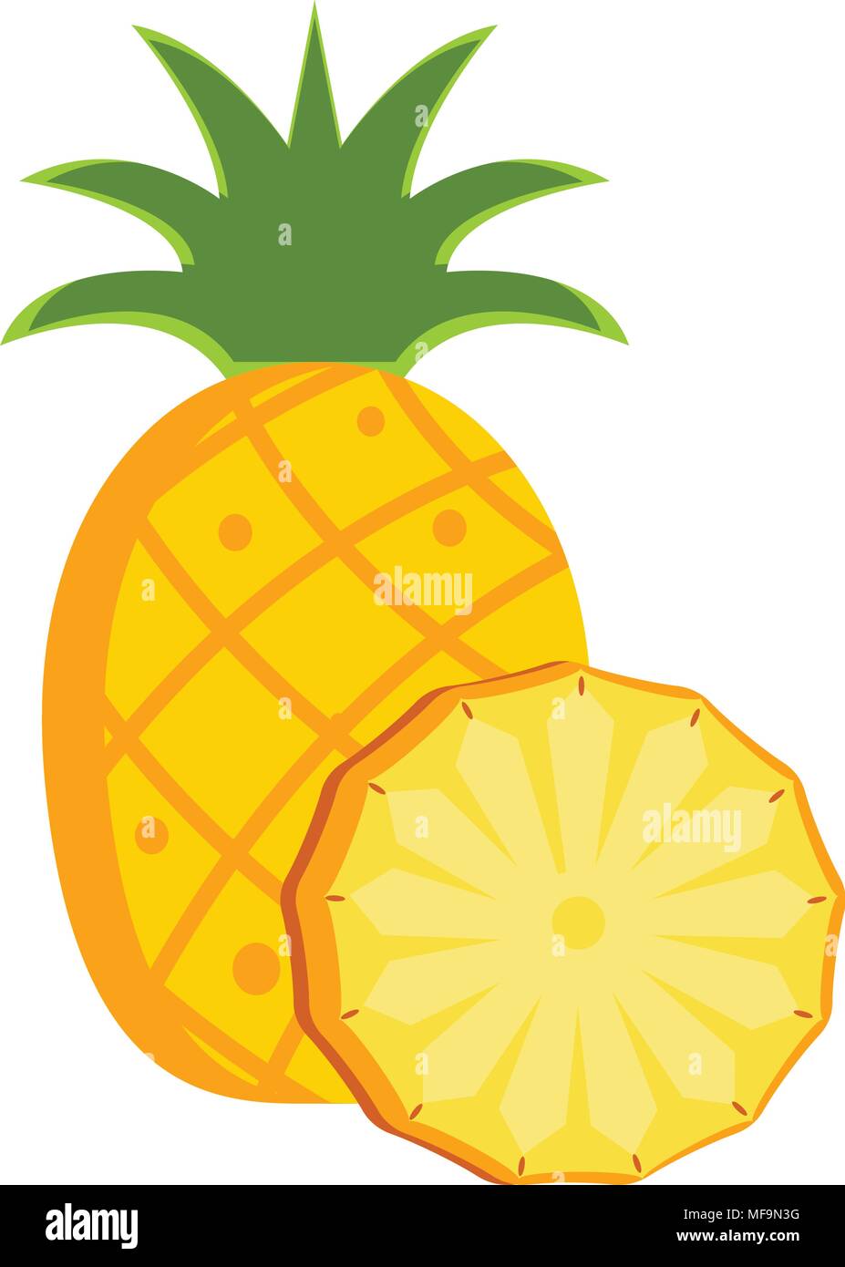 Vector illustration cut pineapple Cut Out Stock Images & Pictures - Alamy