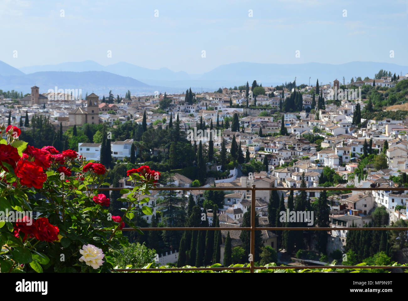 View of the Albayzin district from the Alhambra palace in Granada ...