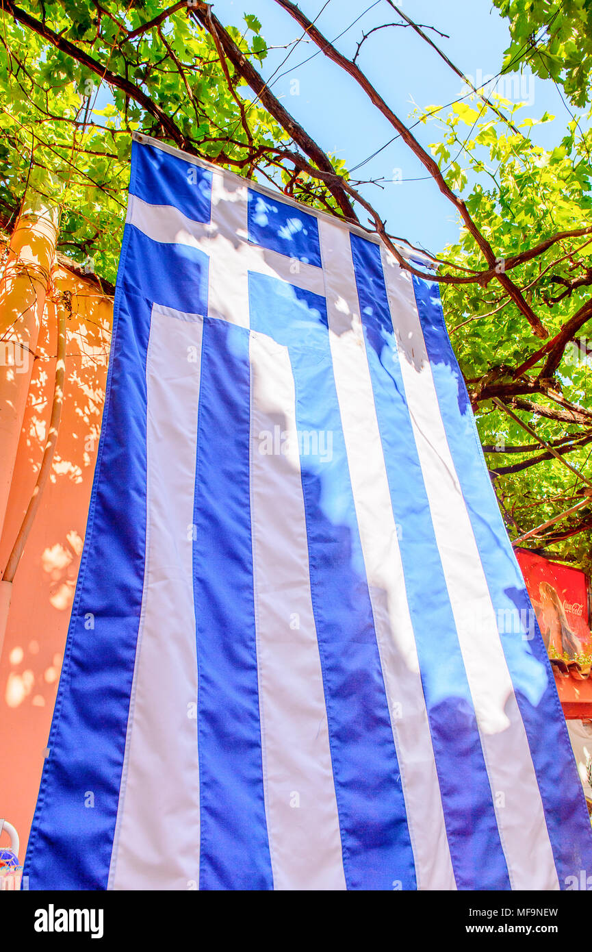 Greek flag at the Old town of Athens, Greece Stock Photo - Alamy