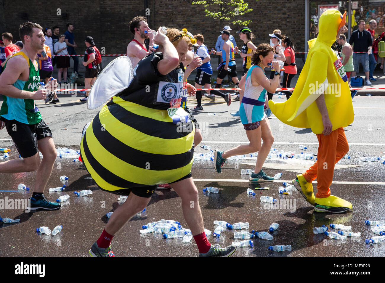 London, UK. 22nd April, 2018. Runners in fancy dress compete in record ...