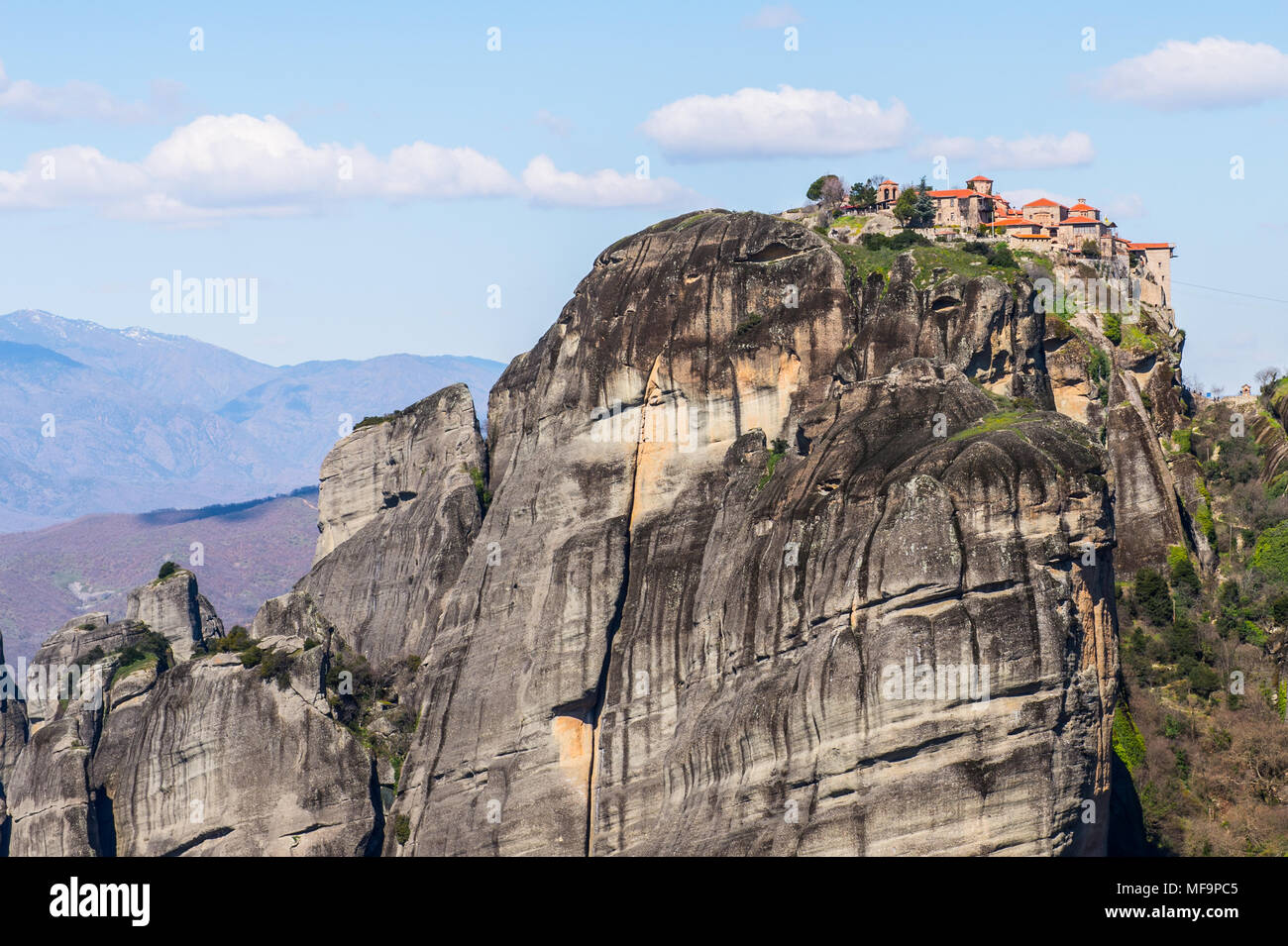 Monastery complex in Meteora mountains, Thessaly, Greece. UNESCO World ...