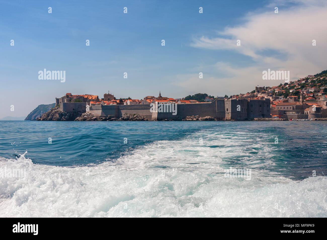 The walls of Stari Grad (old town) of Dubrovnik, Croatia, from seaward ...