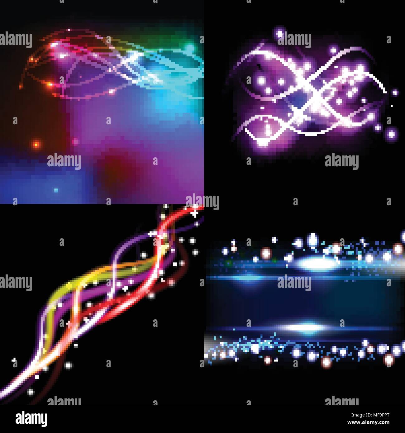 Set of Blurry abstract lines. Light effect. Sparkle background. Vector ...