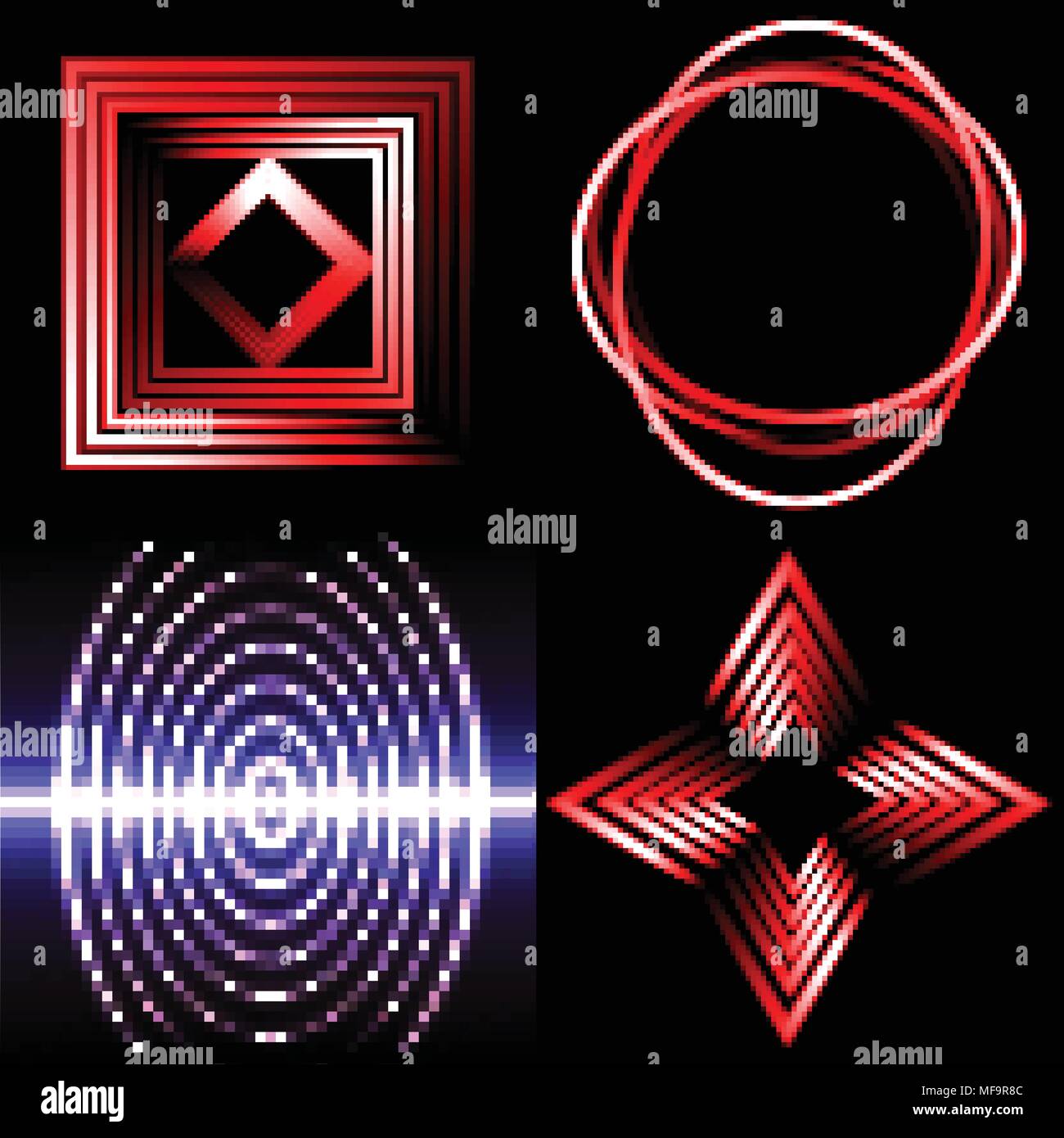 Set of colorful abstract background with blurred magic neon light ...