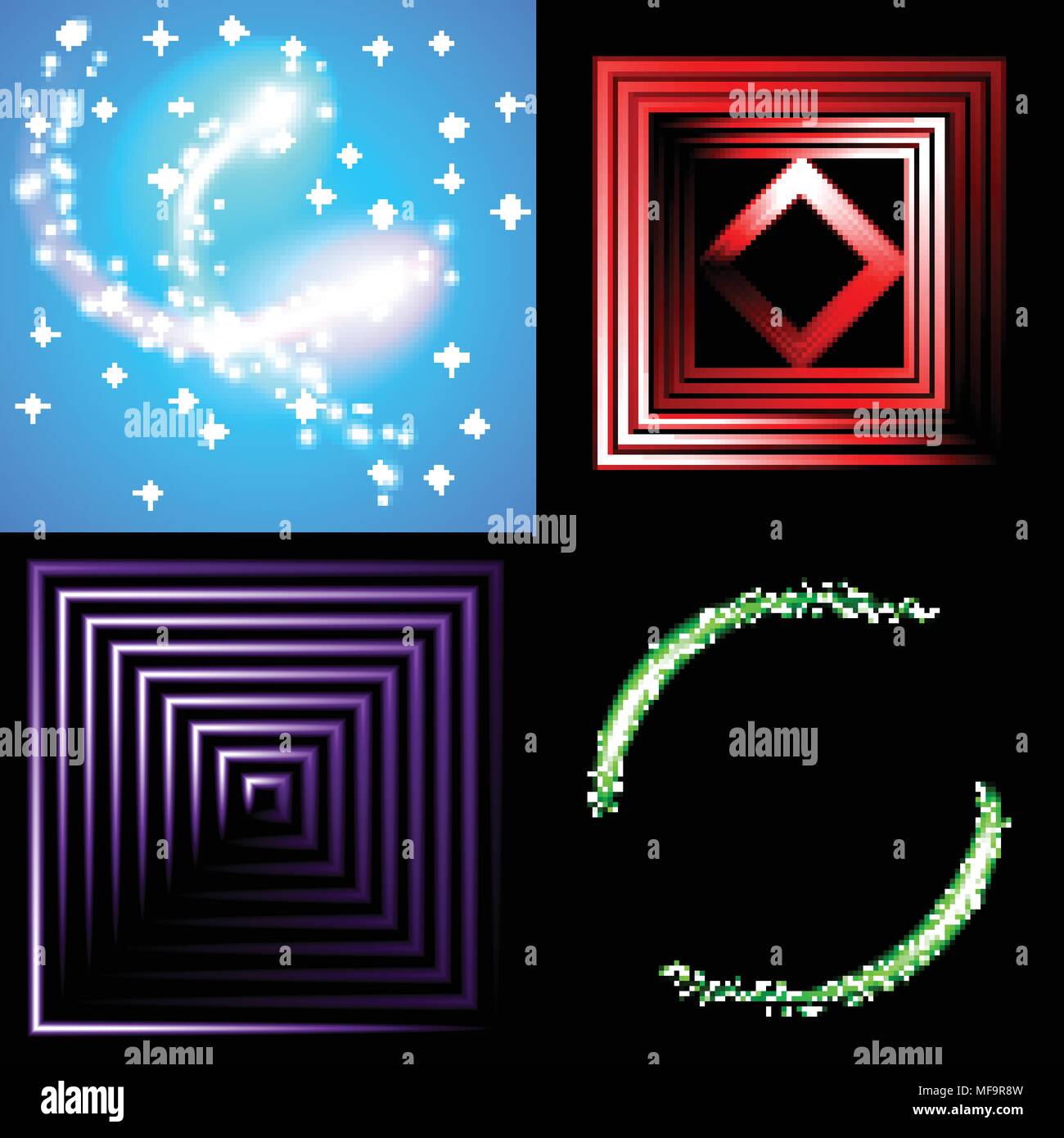 Set of colorful abstract background with blurred magic neon light ...