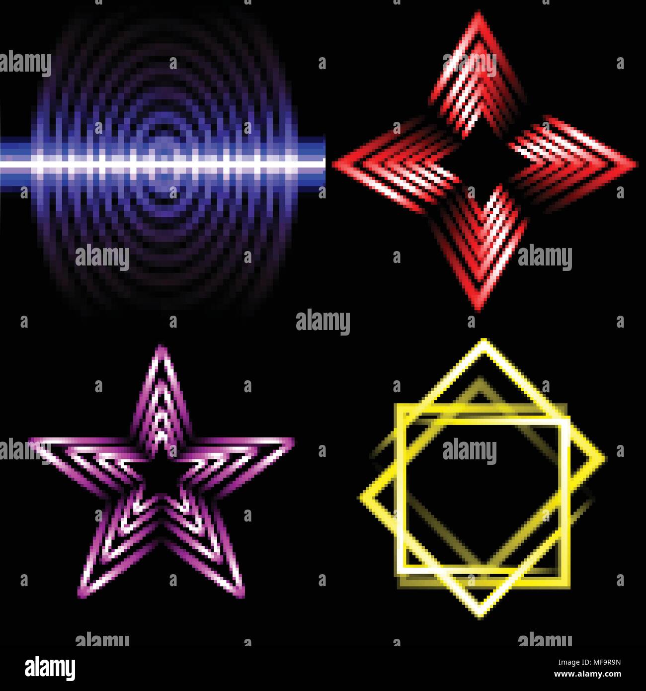 Set of colorful abstract background with blurred magic neon light ...