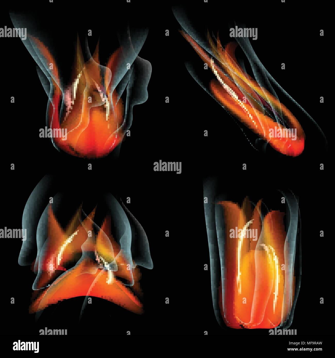 Set of Burn flame fire. abstract background. Vector illustration Stock ...