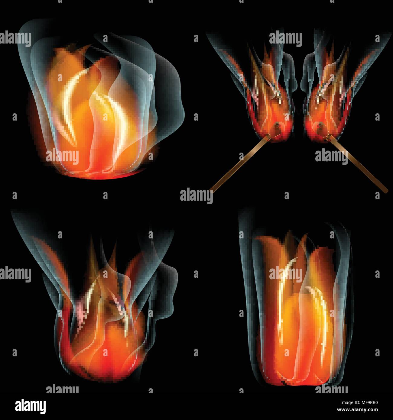 Set of Burn flame fire. abstract background. Vector illustration Stock ...